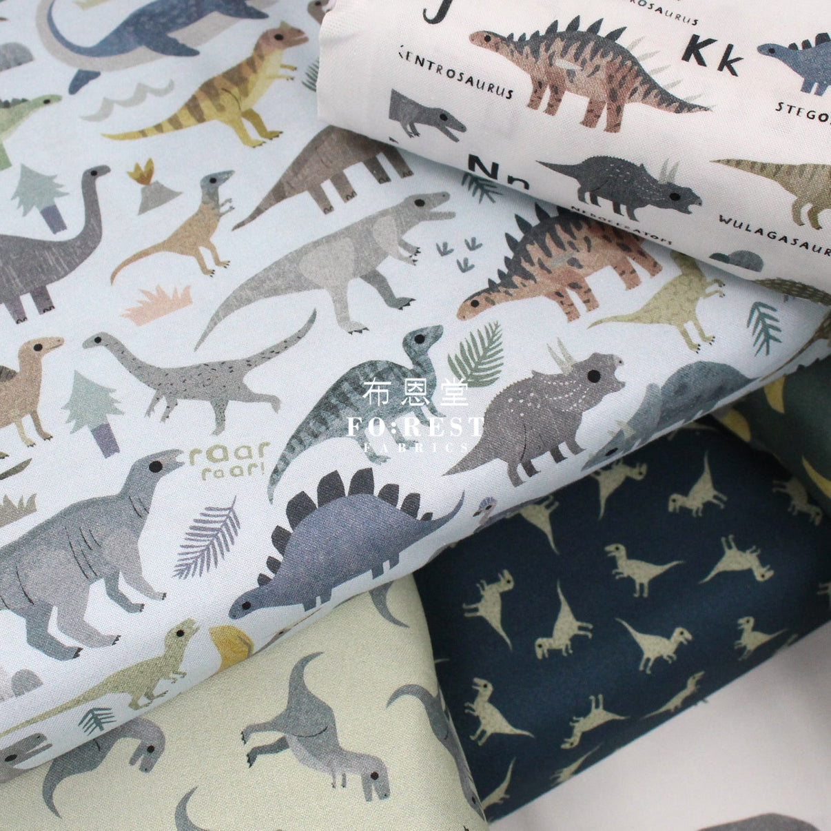 cotton - Dinosaurs Velociraptor fabric – FO:REST Fabric 布恩堂
