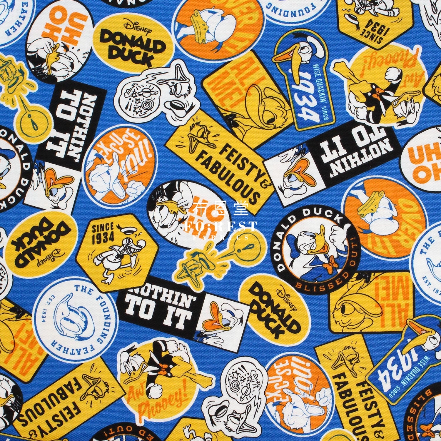 Oxford Donald Duck Fabric Blue Fo Rest Fabric 布恩堂